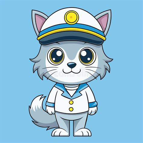 Cute Captain Cat Cute Antropomorphic Vector Eps Stock Vector Illustration Of T Decor