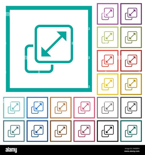 Resize Element Outline Flat Color Icons With Quadrant Frames On White Background Stock Vector