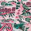 Custom 3d Pattern Baseball Jersey White Medium Pink Navy Design Hawaii Palm Leaves And Flowers