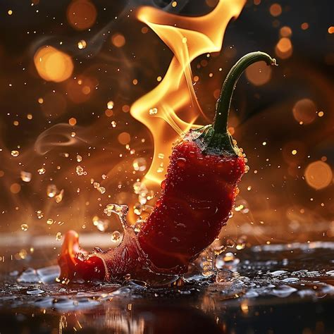Fiery Hot Pepper Explosion Premium Ai Generated Image