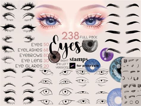 Procreate Eyes Stamp Brushes Portrait Eye Procreate Eyelashes Procreate Eyebrow Tattoo Procreate