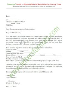 Letter To The Forest Officer For Permission For Cutting Trees