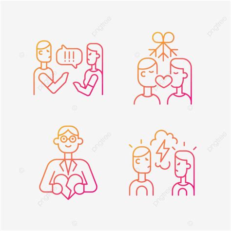 Set Of Linear Vector Icons Depicting Relationship Conflicts Vector