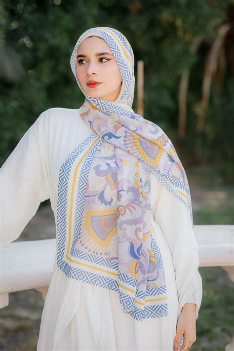 Zahrat El Andalus Printed Chiffon Hijab Scarf Pastel Egypt Pastel