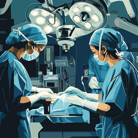 Dedicated Surgical Nurse Assisting In The Operating Room Vector