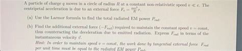 solved a particle of charge q moves in a circle of radius r