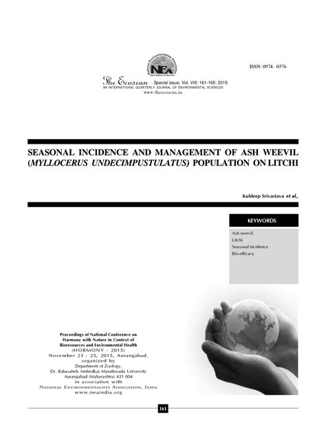 Pdf Seasonal Incidence And Management Of Ash Weevil Myllocerus Undecimpustulatus Population