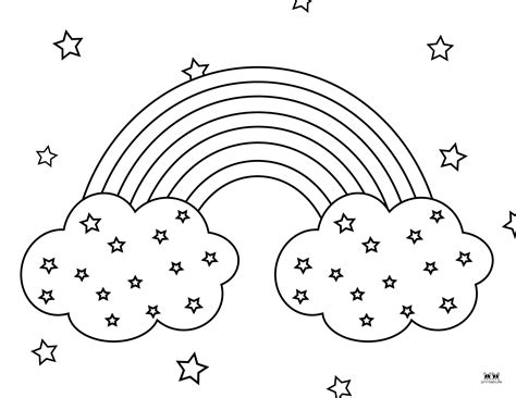 Rainbow And Clouds Coloring Page Free Printable Rainbow Coloring