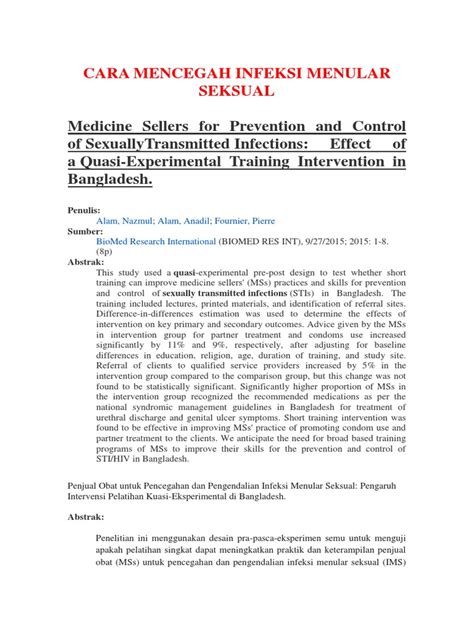 Cara Mencegah Infeksi Menular Seksual Pdf Safe Sex Sexually