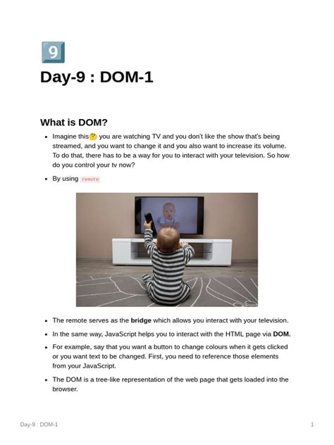Day 9 Dom 1 Pdf Html Element Document Object Model