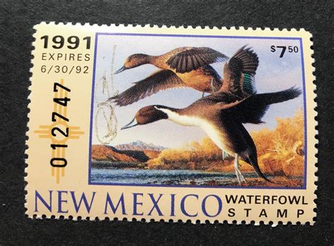 Wtdstamps New Mexico 1991 State Duck Stamp Mint Og Nh Artist