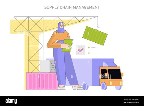 Supply Chain Management Concept Professional Overseeing Logistics Operations With Cargo And
