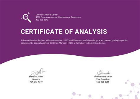 Free Certificate Of Analysis Template In Psd Ms Word Publisher Illustrator Indesign Apple