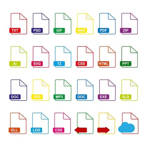 Premium Vector Set Of 24 File Icons Simple Flat Picture