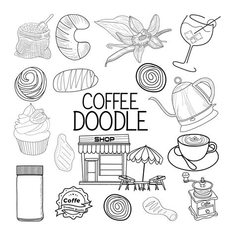 Premium Vector Doodle Coffe Vector Pack Coffe Clipart Coffe Hand