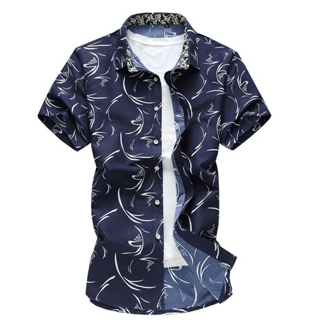 Bleuziel 인쇄 남성 셔츠 2017 여름 짧은 소매 셔츠 브랜드 캐주얼 Camisa Masculina 턴 다운 칼라 의류