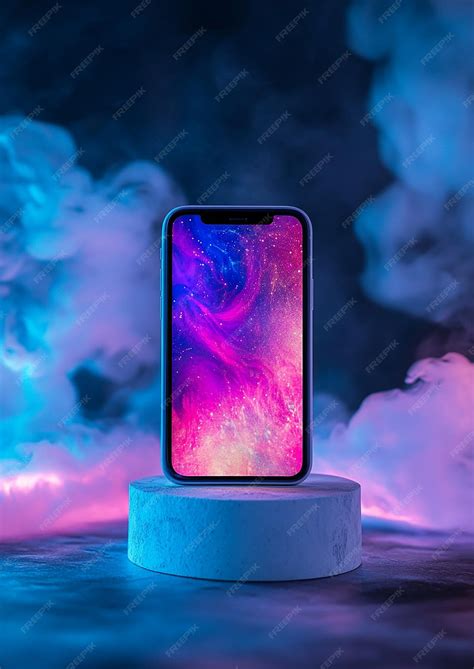 A Cell Phone With A Purple And Blue Background With A Purple And Blue