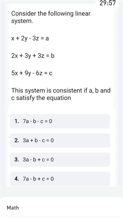 Consider The Following Linear System Begin Align X 2y 3z And A 2x