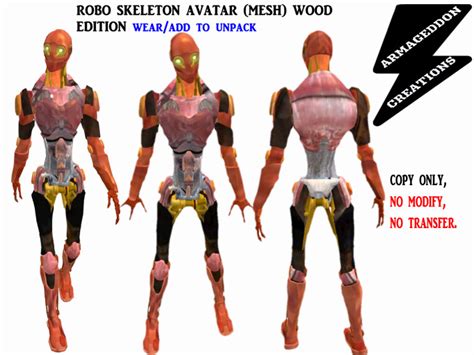 Second Life Marketplace Robo Skeleton Mesh Avatar Wood Edition