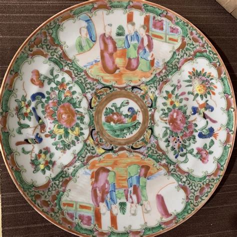 Antique Chinese Export Porcelain Dinner Plate Famille Rose Mandarin