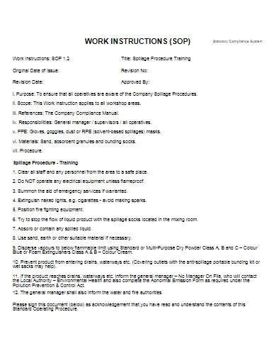 Free 15 Work Instruction Samples In Pdf