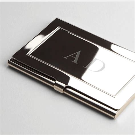 Personalized Engraved Business Card Holder Steel Case Lid Metal Slim