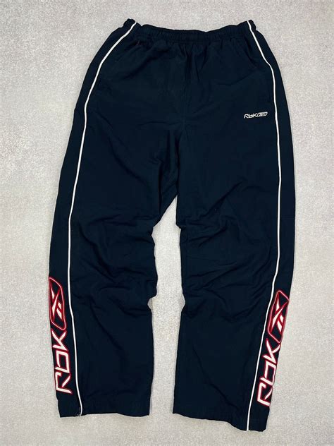 Reebok × Streetwear × Vintage Vintage Reebok Track Pants Big Logo Navy