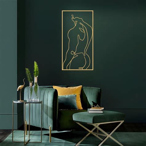 Gold Nude Male Line Art Stainless Steel Lgbtq Wall Decor Etsy