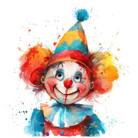 Premium Photo Whimsical Clown In Watercolor