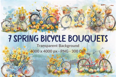 Easter Watercolor Bicycle Clipart Bundle Graphic By Imperfectirissio