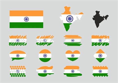 Premium Vector India Representative Elements Collection Flag Map