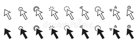 Computer Cursor Pointer Icon Set Hand With Finger Digital Mouse Click