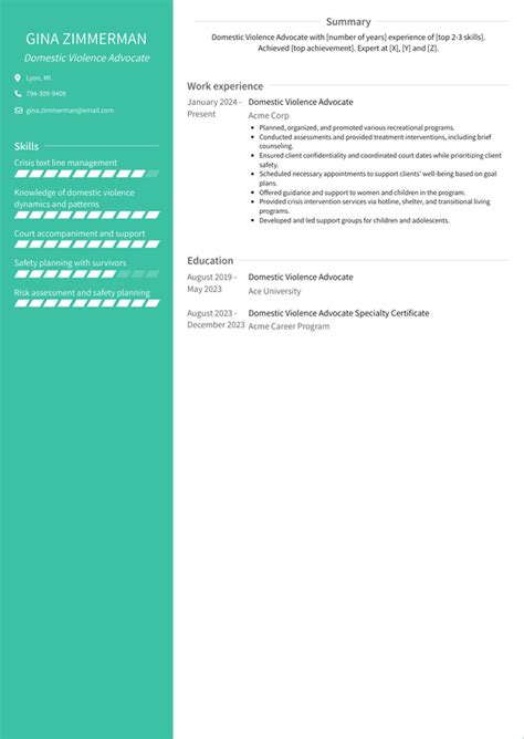 Domestic Violence Advocate Resume Examples And Templates