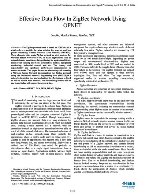 Effective Data Flow In Zigbee Network Using Opnet Pdf Network