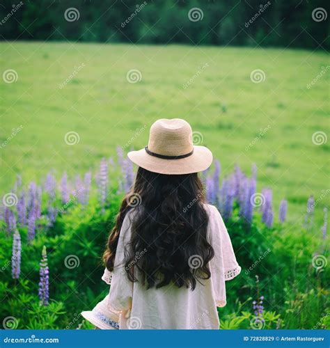 Boho Style Girl With Long Hair On Nature Stock Image Image Of