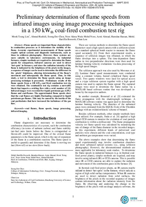Pdf Preliminary Determination Of Flame Speeds From Infrared Images Using Image Processing