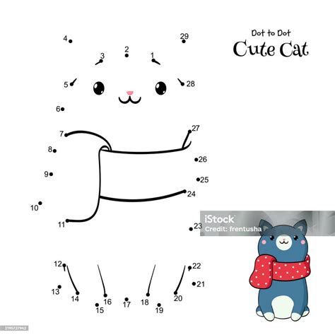Connect The Dots And Draw Cute Cat Dot To Dot Puzzle Cartoon Little