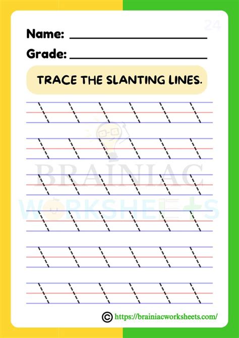 Slanting Lines Tracing Lkg English Worksheet Brainiac Worksheets