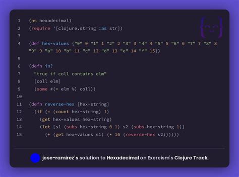 Jose Ramirezs Solution For Hexadecimal In Clojure On Exercism