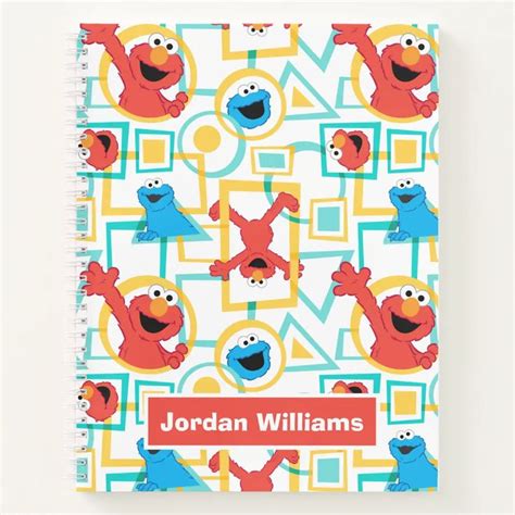 Elmo And Cookie Monster Fun Shapes Pattern Notebook Zazzle Elmo And Cookie Monster Pattern