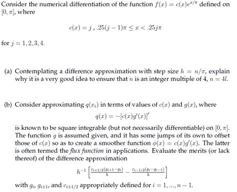 Consider The Numerical Differentiation Of The