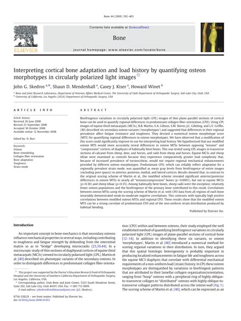 Pdf Interpreting Cortical Bone Adaptation And Load History By Quantifying Osteon Morphotypes