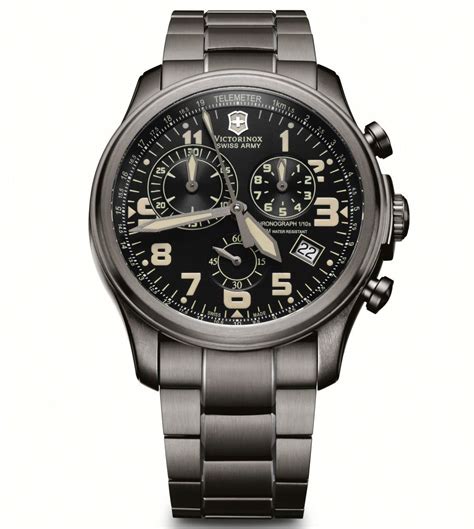 Victorinox Mens Grey Dial Black Ice Pvd Bracelet Infantry Jubilee