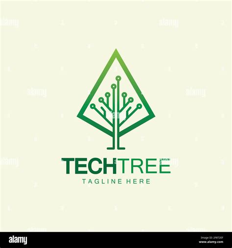 Tech Tree Logo Concept Green Network Technology Logo Vector Tech Tree Electrical Circuit Digital