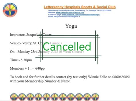 Yoga Class Cancelled As Insufficient Interest Letterkenny Hospitals