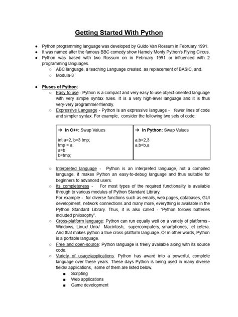 Getting Started With Python Pdf Python Programming Language Programming