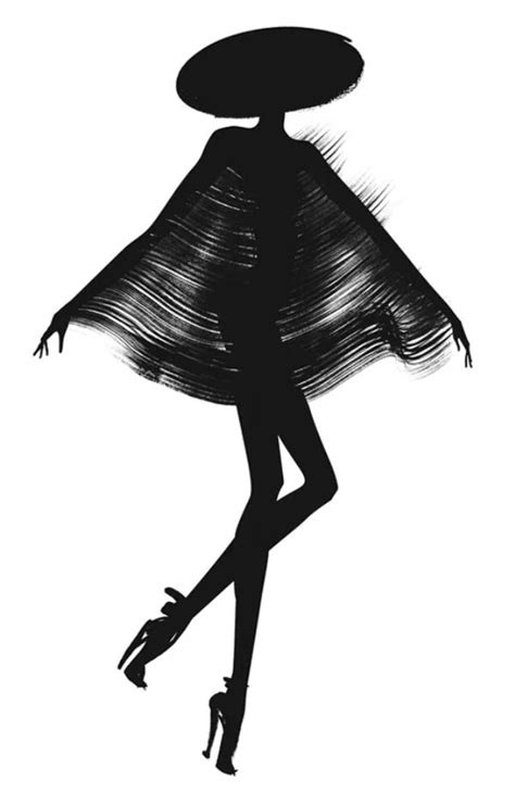 Black And White Retro Fashion Model In Sketch Style Hand Drawn Stock