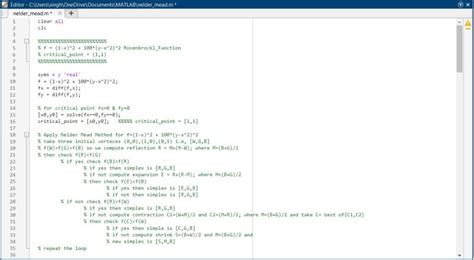 Implemented The Nelder Mead Optimization Method In Matlab To Minimize Biswajit Singha