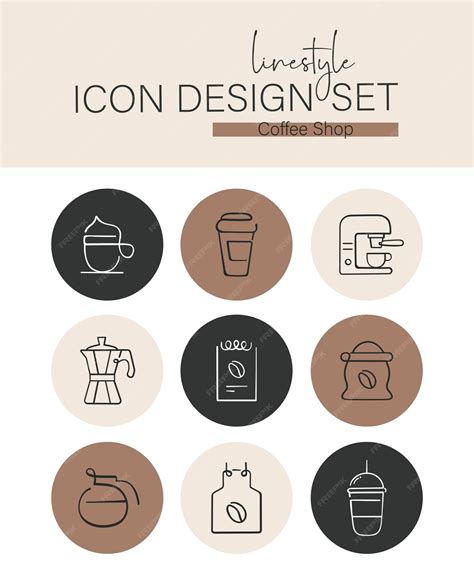 Conjunto De Diseño De Iconos De Estilo Lineal Cafetería Vector Premium