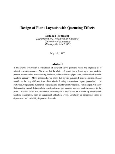 Pdf Design Of Plant Layouts With Queueing Effects Dokumen Tips